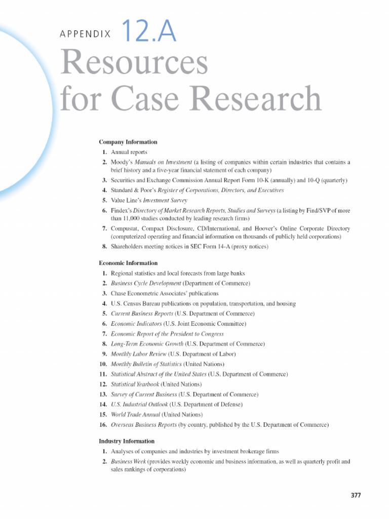 Resources For Case Research | PDF