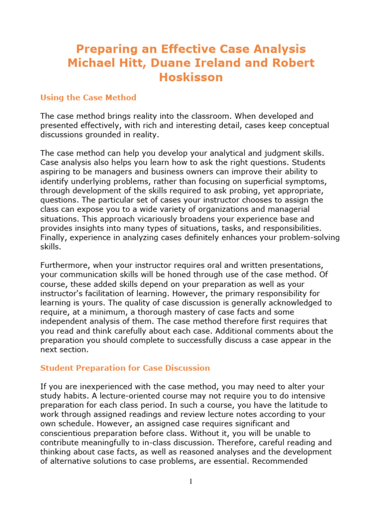 Effective Case Analysis Techniques | PDF | Analysis | Decision Making
