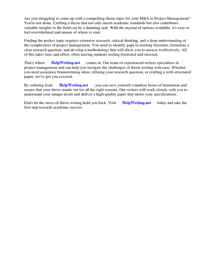 Project Management Thesis Topics Mba | PDF