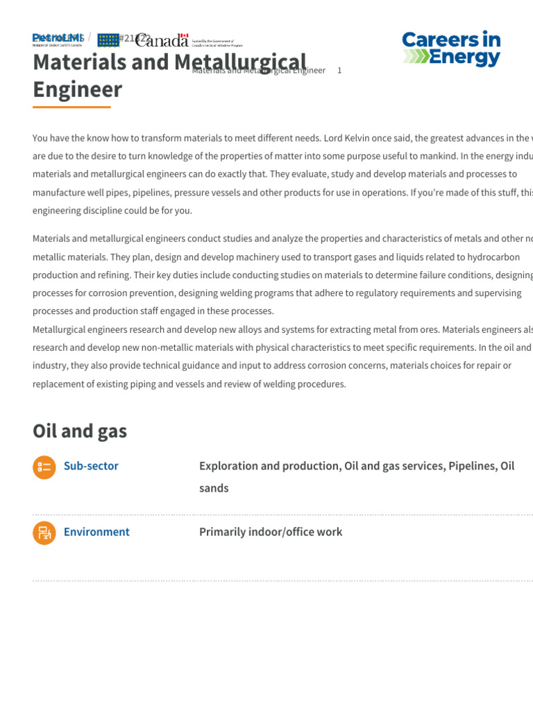 Materials and Metallurgical Engineering Overview | PDF