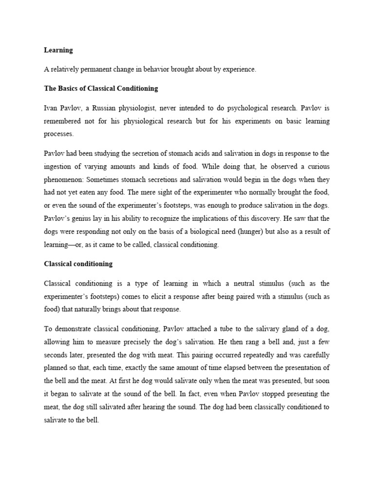 659 BD 0 Ef 30 C 7 C Learning | PDF | Classical Conditioning | Learning