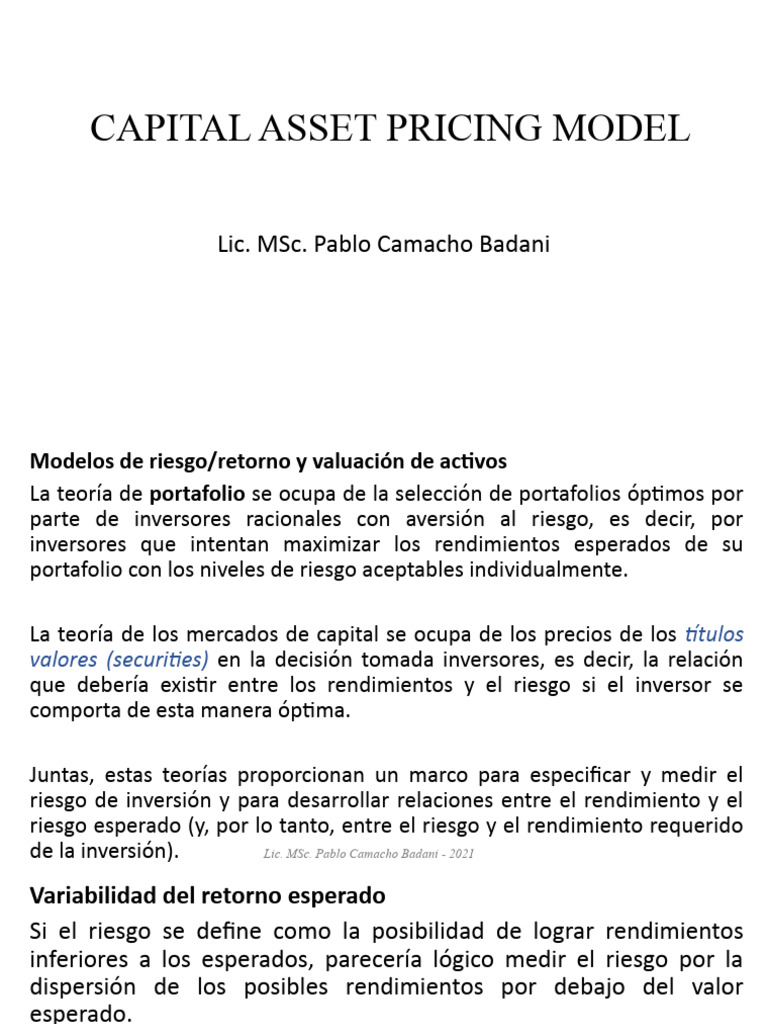 Capm | PDF | Finanzas y dinero