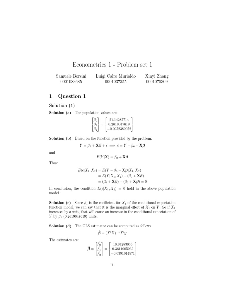 Ps1 Solutions Pdf Bias Of An Estimator Estimator