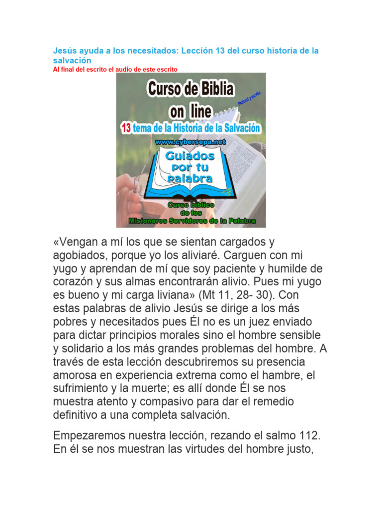 13. Jesús Ayuda a Los Necesitados | PDF
