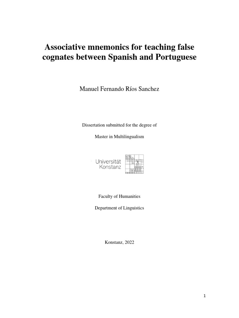 Associative Mnemonics For Teaching False Cognates Between Spanish and ...