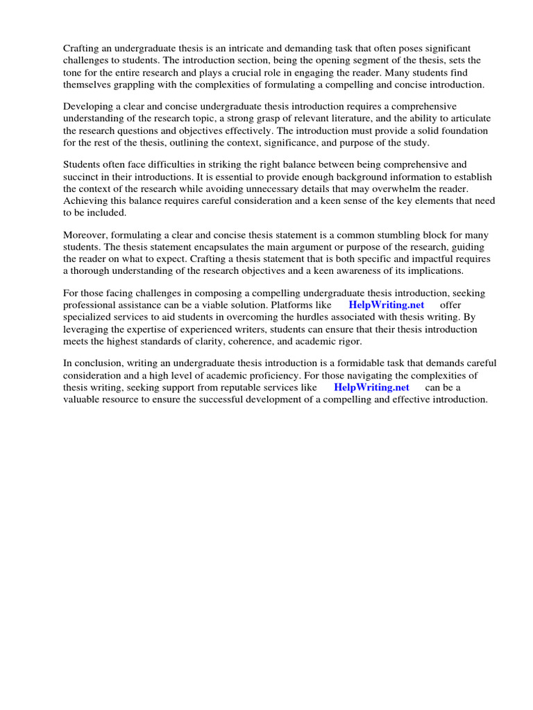 Undergraduate Thesis Introduction Sample | Download Free PDF | Thesis ...