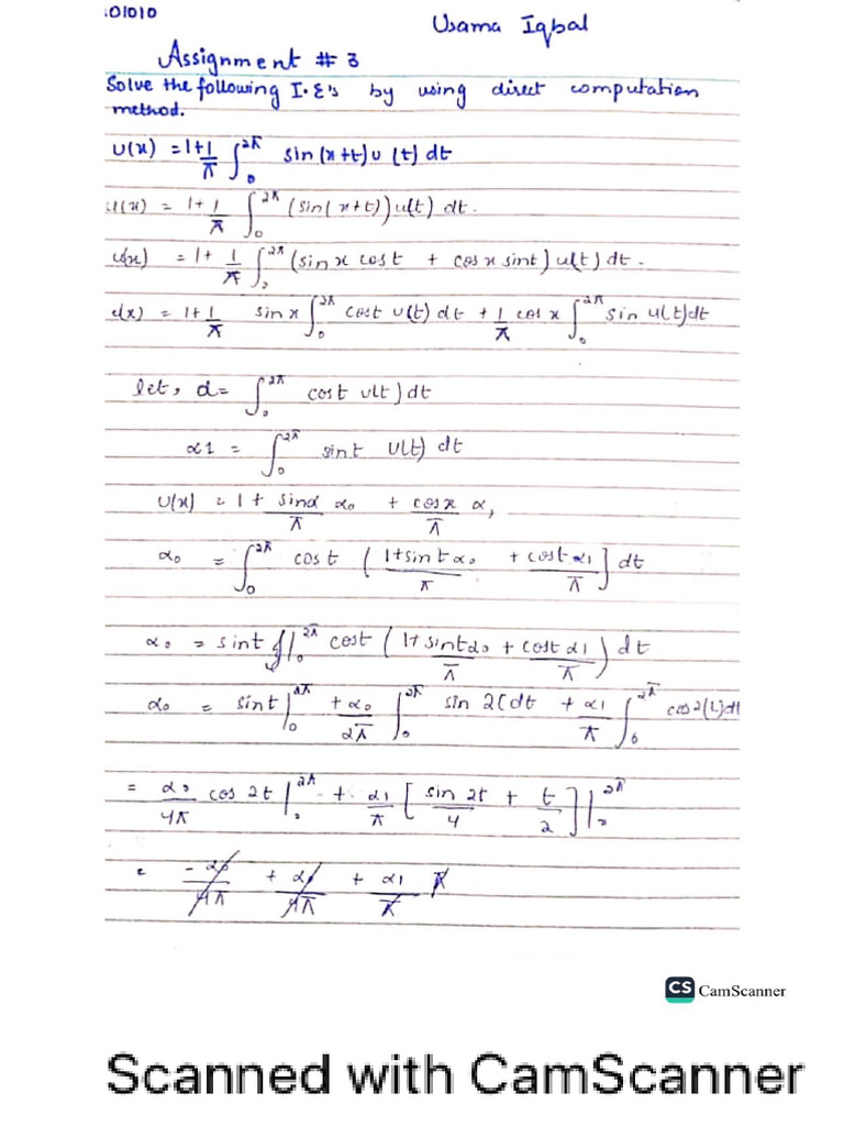 assignmnet 2 integral equations | PDF
