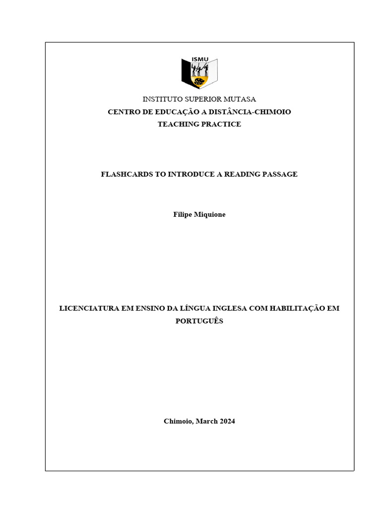 Teaching Practice Assignment 2024 | PDF | Flashcard | Vocabulary