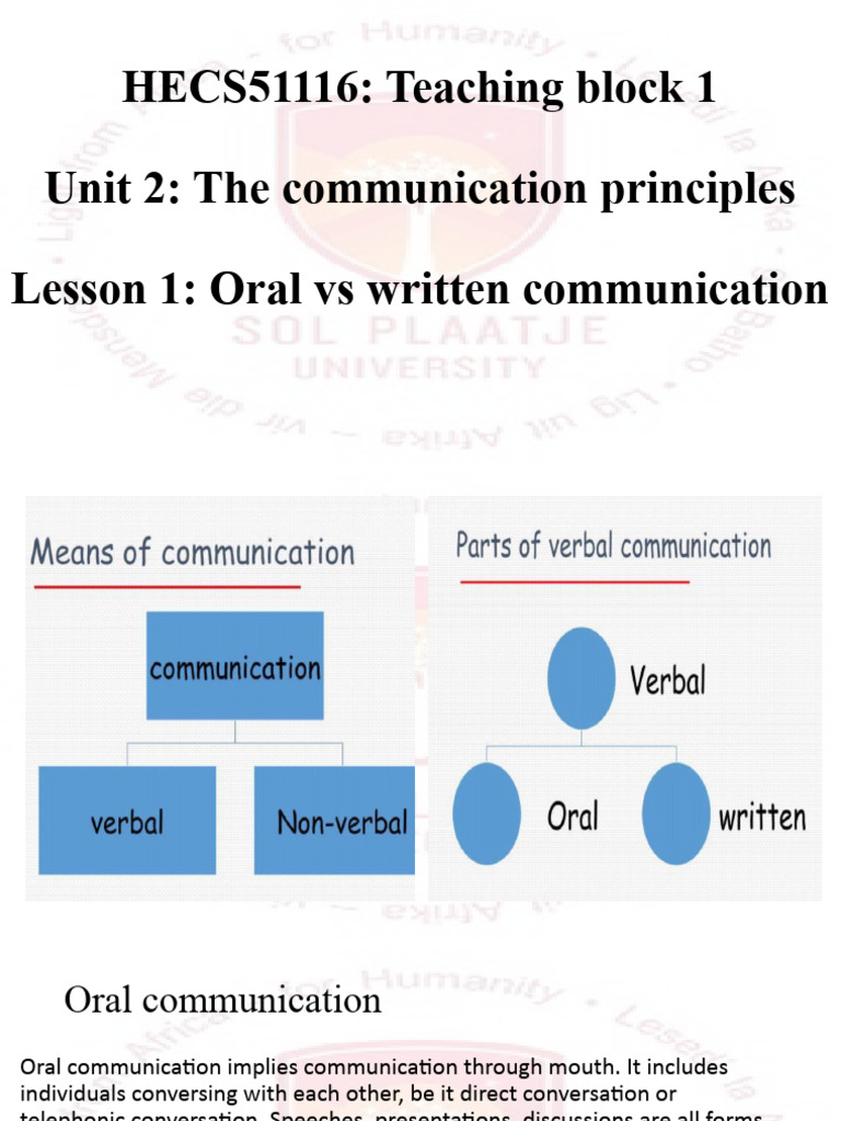 Lesson 1 Oral Vs Written Communication | PDF Lesson 1 Oral Vs Written Communication | PDF