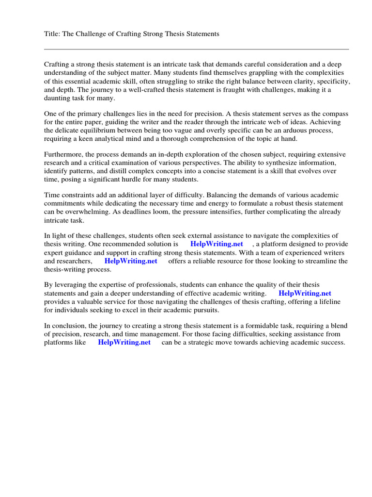 How to Write Strong Thesis Statements | PDF | Essays | Thesis