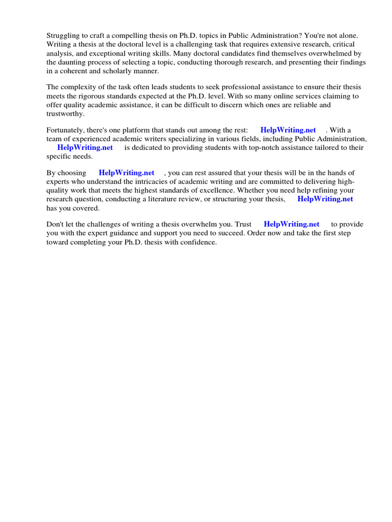 PHD Thesis Topics Public Administration | PDF | Thesis | Mental Health