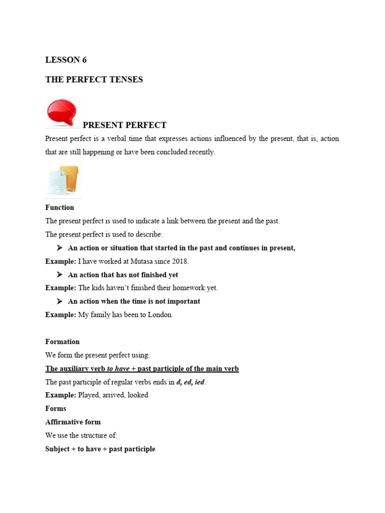 LESSON 67 Perfect Tenses and Continuous Tenses | PDF | Grammatical ...