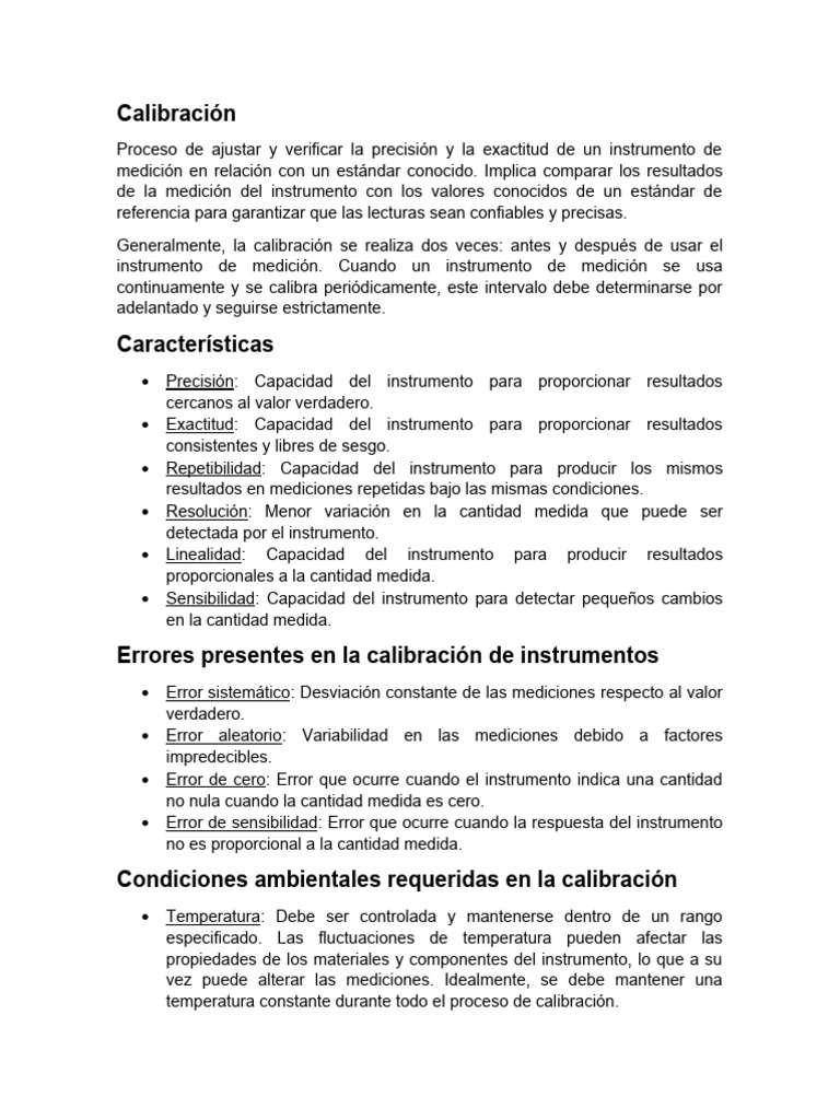 Guía Completa sobre Calibración de Instrumentos | PDF | Exactitud y ...