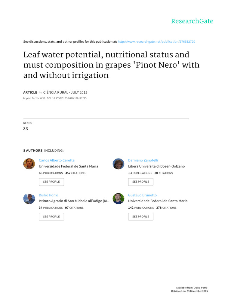 Leaf Water Potential, Nutritional Status and Must Composition in Grapes ...