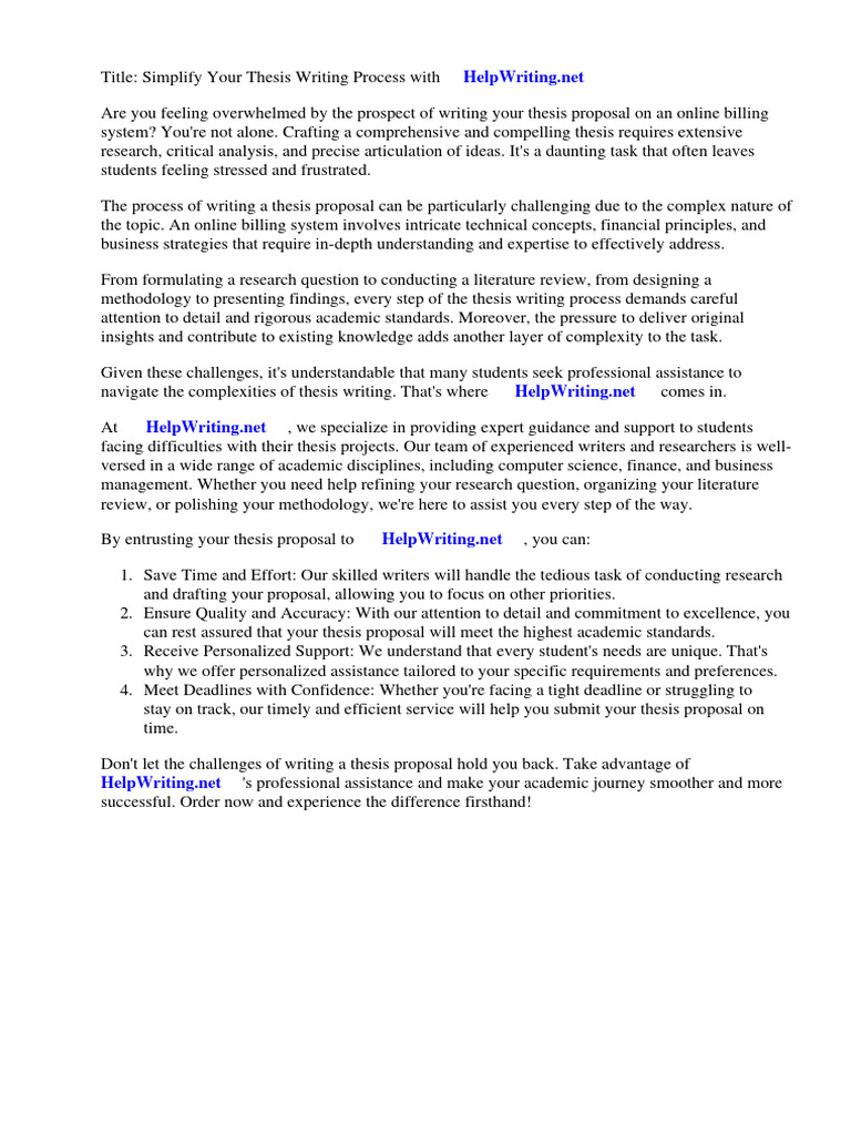 Thesis Proposal Help for Billing Systems | PDF | Career & Growth