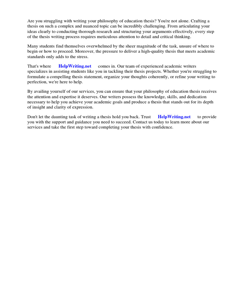 Philosophy of Education Thesis Statement Examples | Download Free PDF | Philosophy Of Education ...