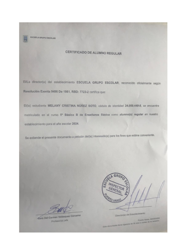certificado de alumno regular melany | PDF