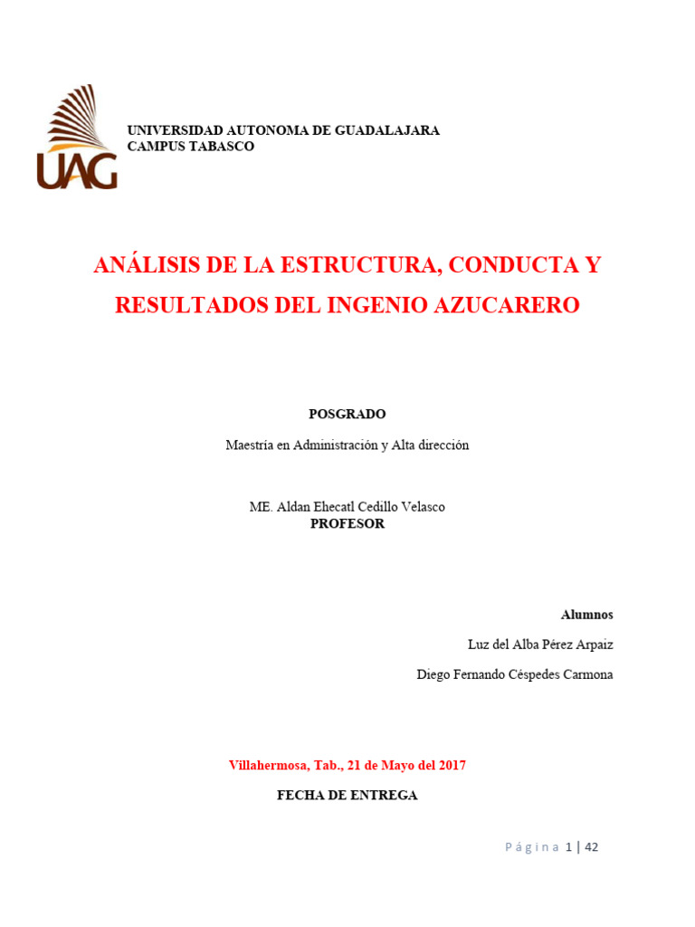 Análisis de La Estructura, Conducta y Resultados Del Ingenio Azucarero | PDF | Elasticidad ...