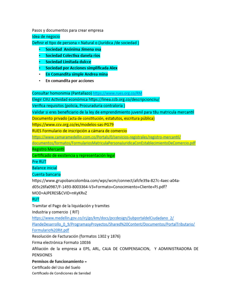 Pasos y Documentos para Constituir Empresas | PDF