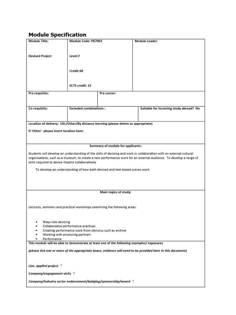 c-PX7003 - Devised Project | PDF