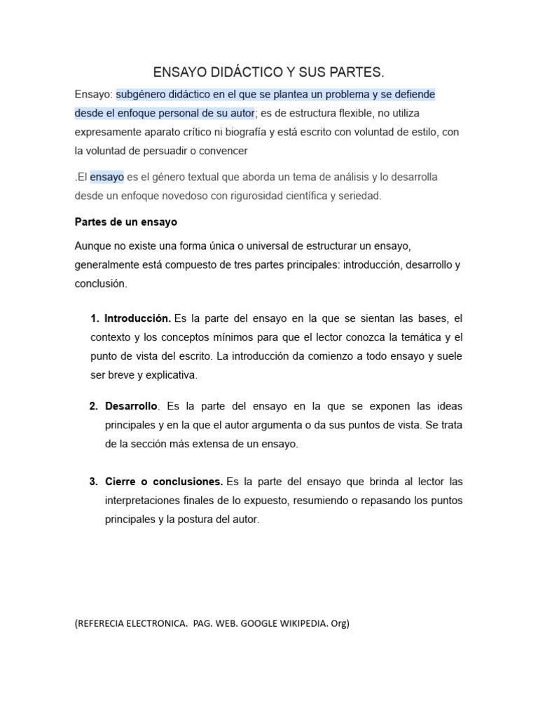 Estructura del Ensayo Didáctico | PDF