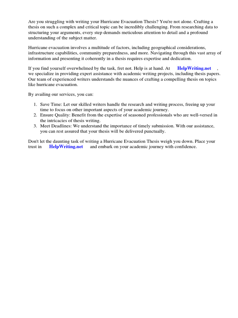 Hurricane Evacuation Thesis | PDF