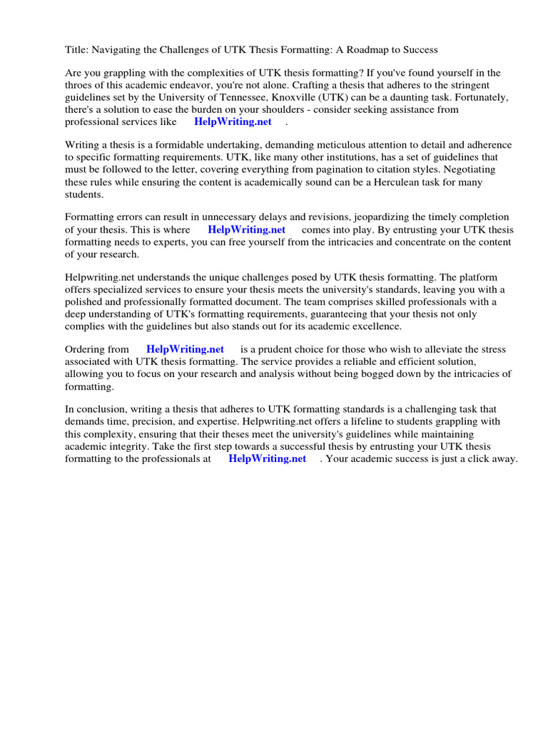 Utk Thesis Formatting | PDF | Thesis