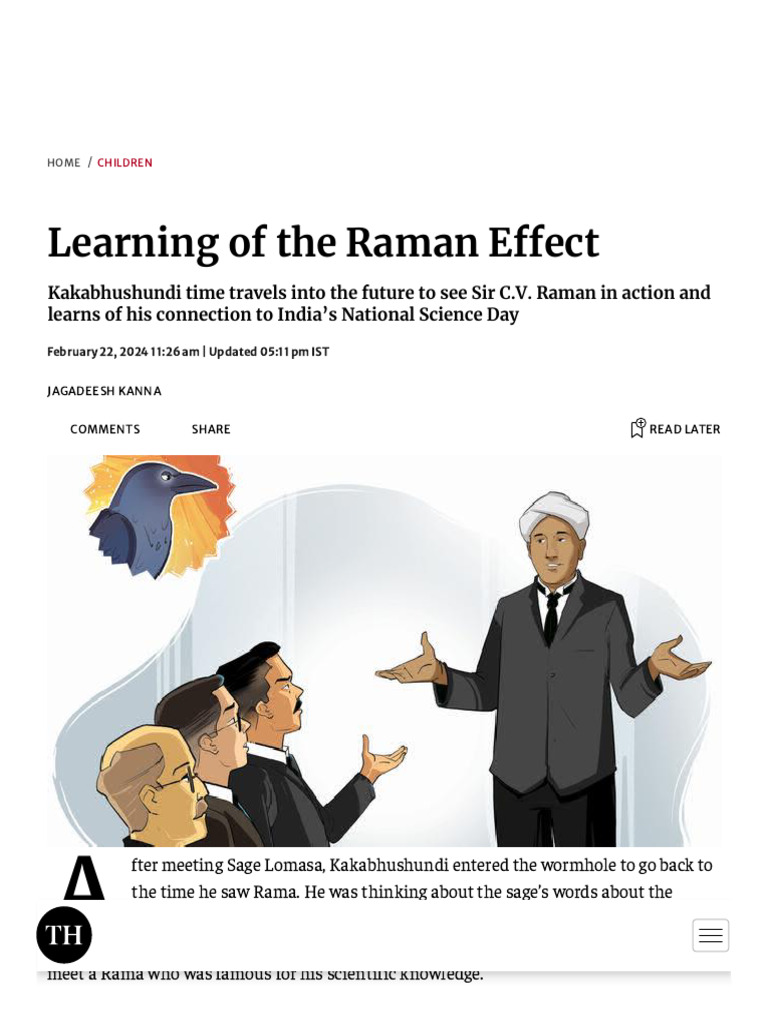 C.V. Raman and The Raman Effect - A Journey Through Time - The Hindu | PDF