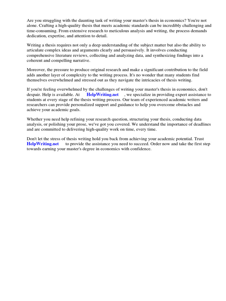 Master Thesis Award Economics | PDF