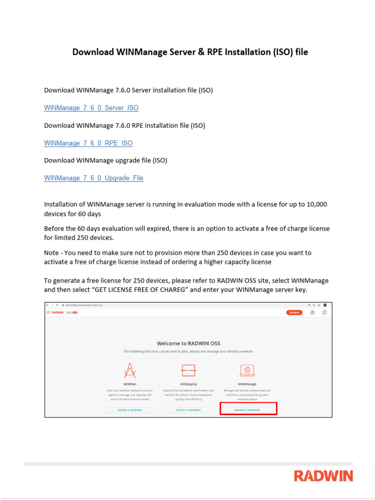 WINManage 7.6 Nstallation File From RADWIN OSS Site | PDF | Business ...