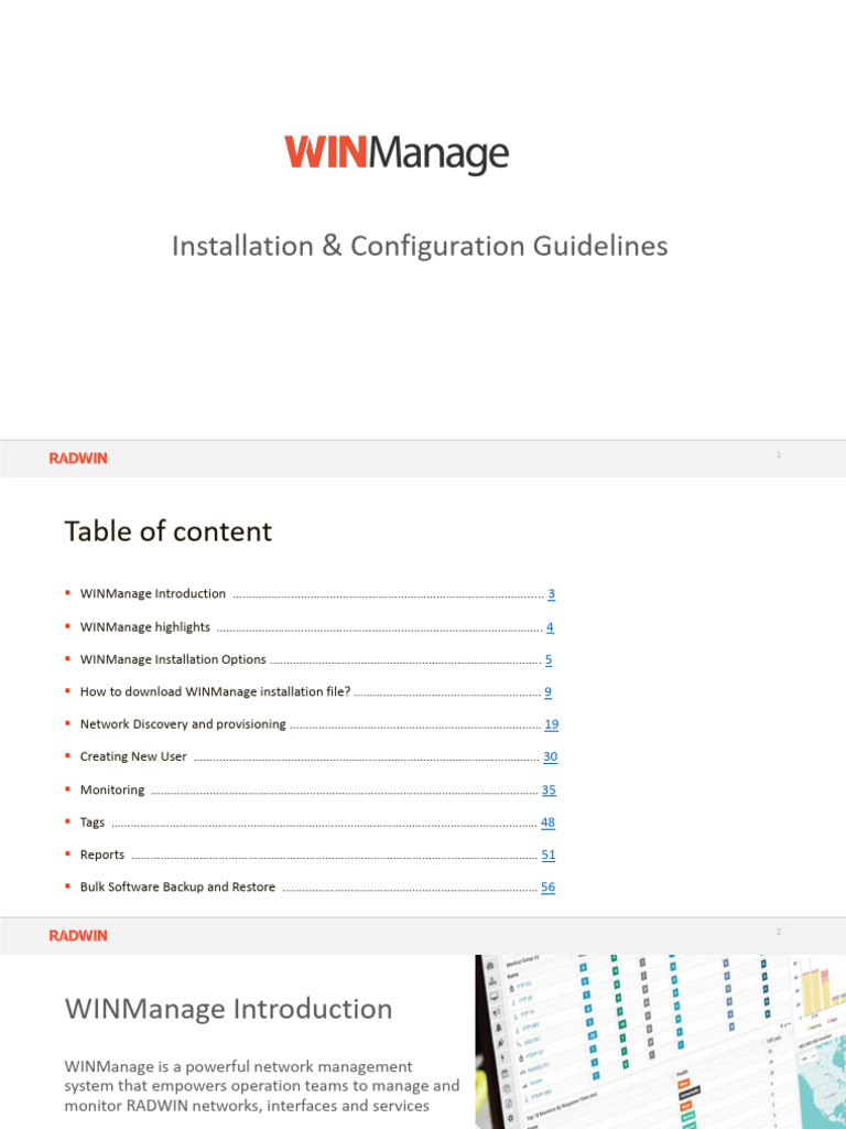 WINManage Quick Installation and Configuration Guideline Release 7.4.0 ...