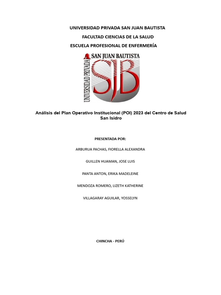 Informe Del Poi 2023 San Isidro | PDF | Especialidades Medicas ...