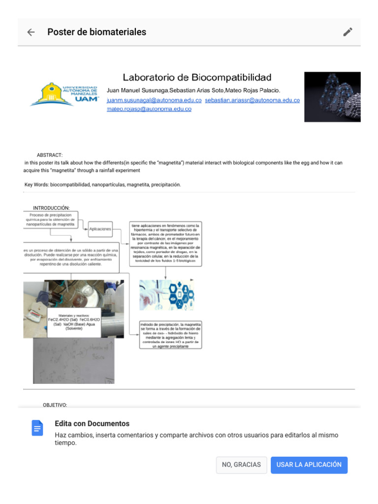 Poster de biomateriales | PDF | Materiales | Química