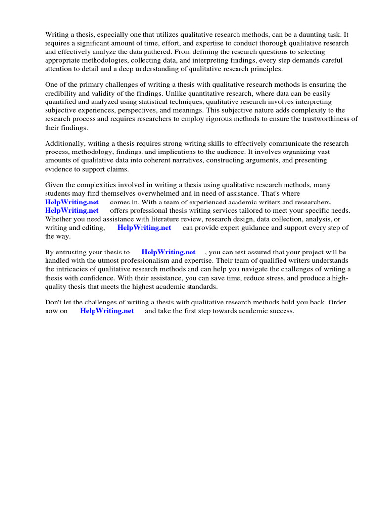 Thesis Qualitative Research Methods | PDF
