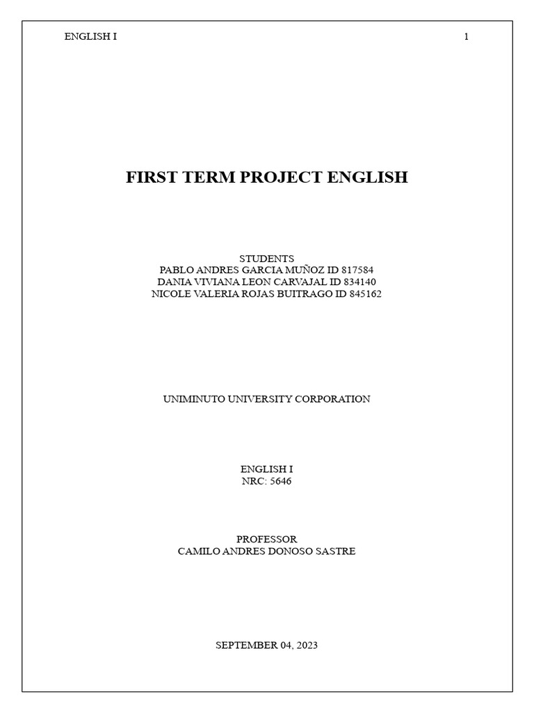 First Term Project English | PDF