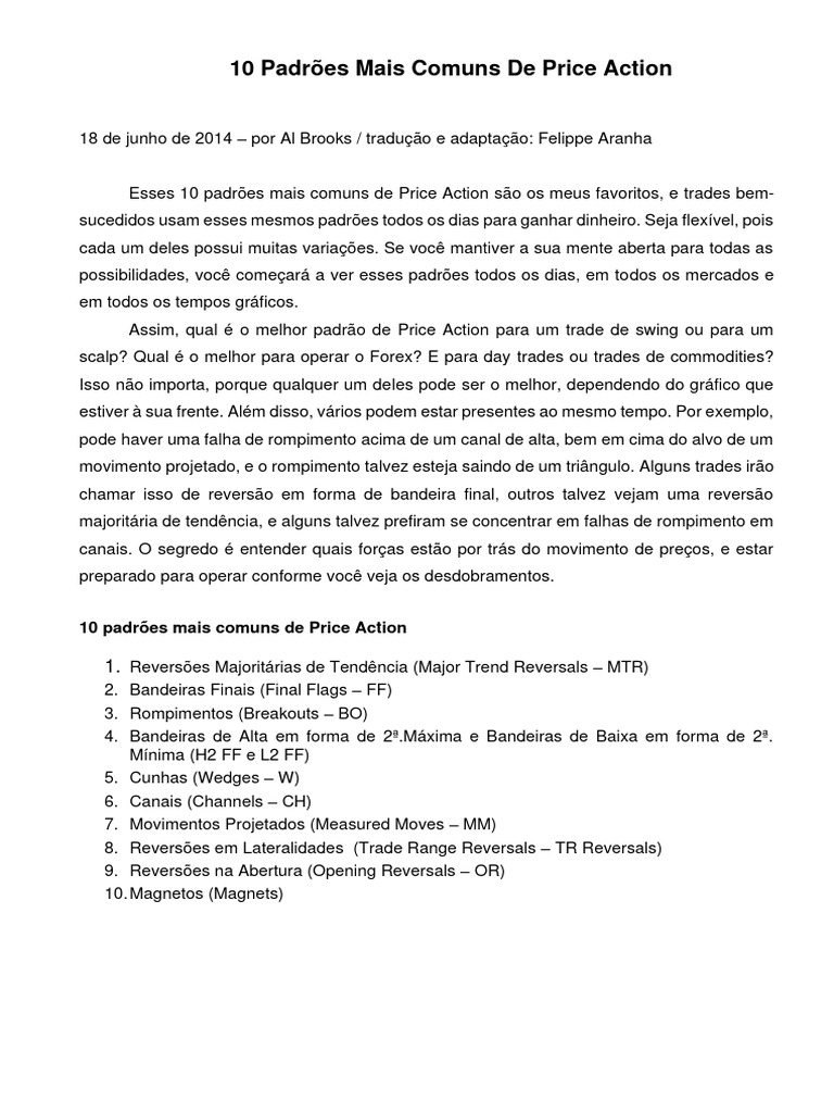 9-10 Padrões Mais Comuns de Price Action - Al Brooks | PDF | História