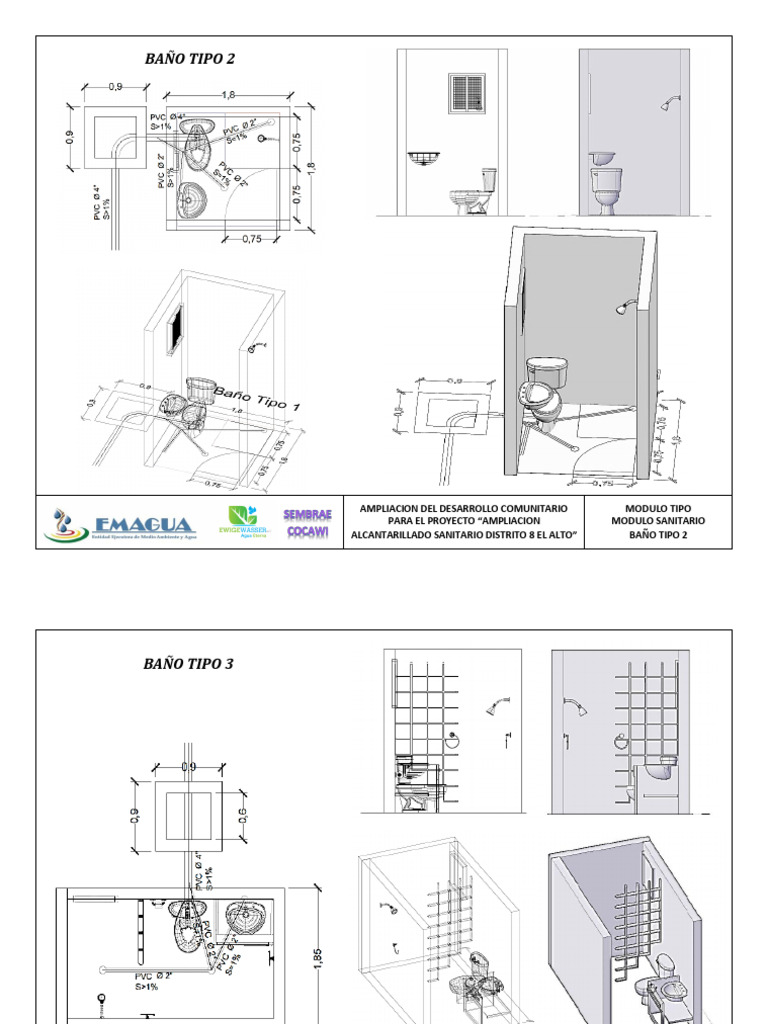 PLANOS TIPO MODULO SANITARIO 2 3 C NUEVO | PDF