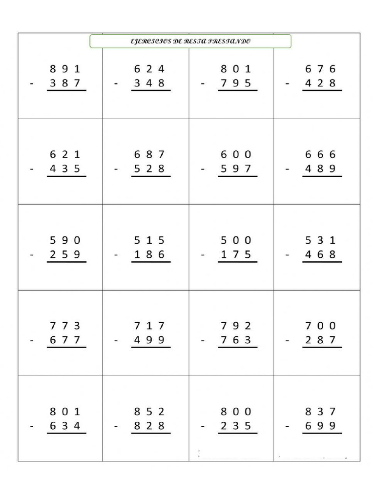 EJERCICIOS DE SUMA Y RESTA | PDF
