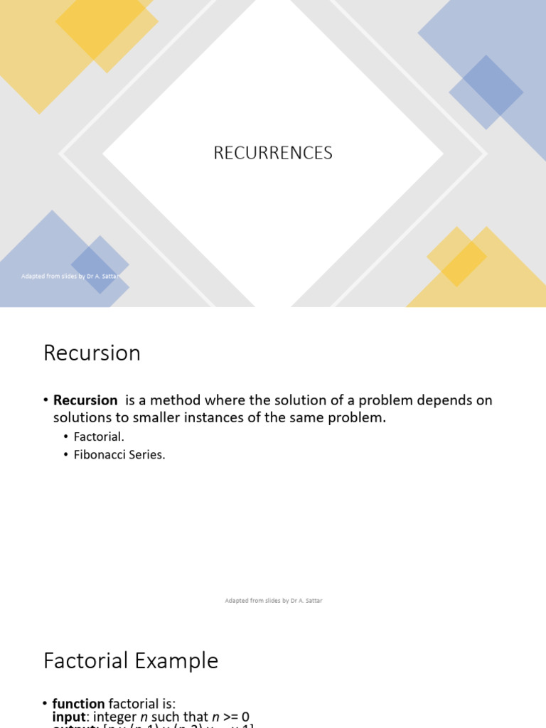 Slides3 | PDF | Recurrence Relation | Function (Mathematics)