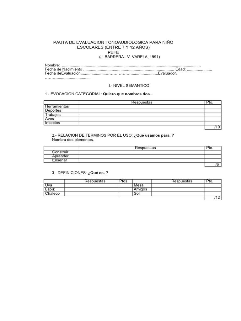 PEFE Entre 7 y 12 Años | PDF