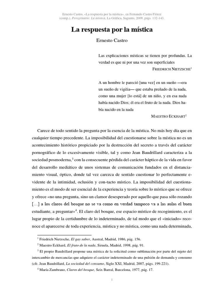 La mística y la percepción del ser | PDF | Ciencias sociales | Religión ...