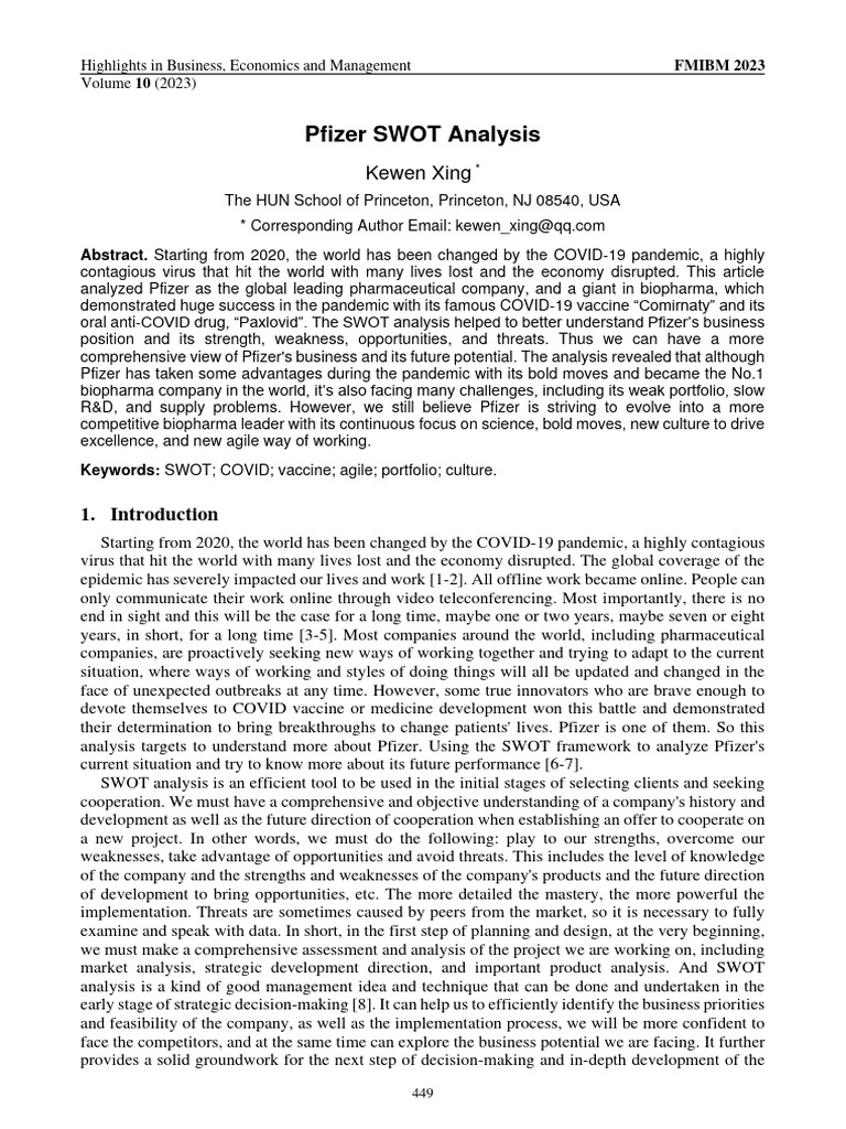 Pfizer_SWOT_Analysis | PDF | Pfizer | Swot Analysis