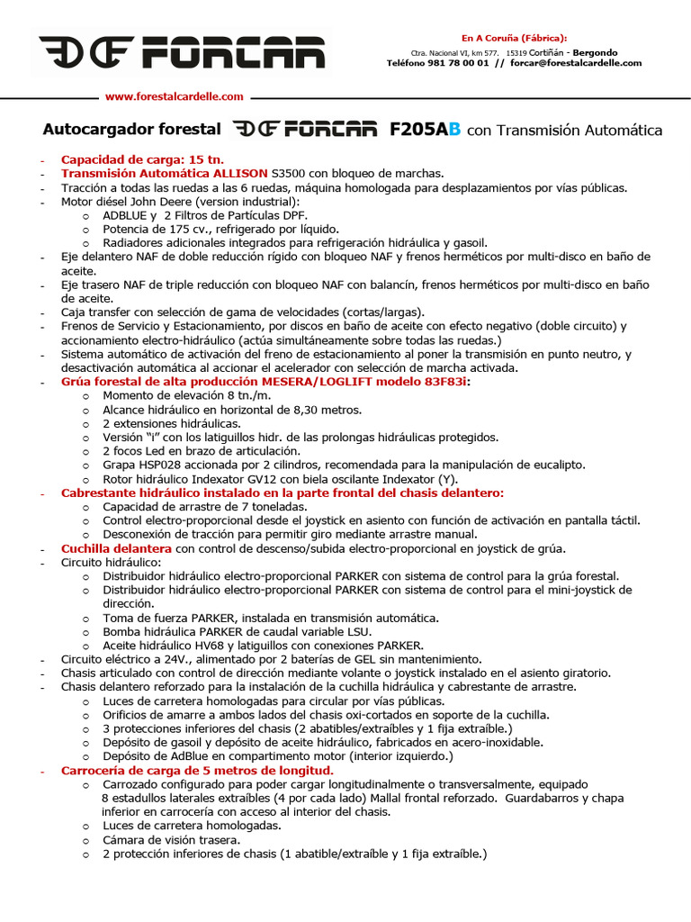 Forcar-F205ab 2022 | PDF | Transmisión automática | Neumático