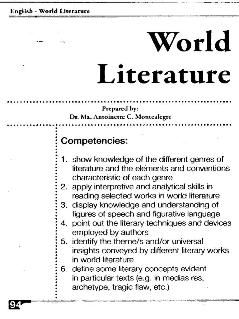 Week 3 Cba 1 - World Literature Handout | PDF | Sophocles | Poetry