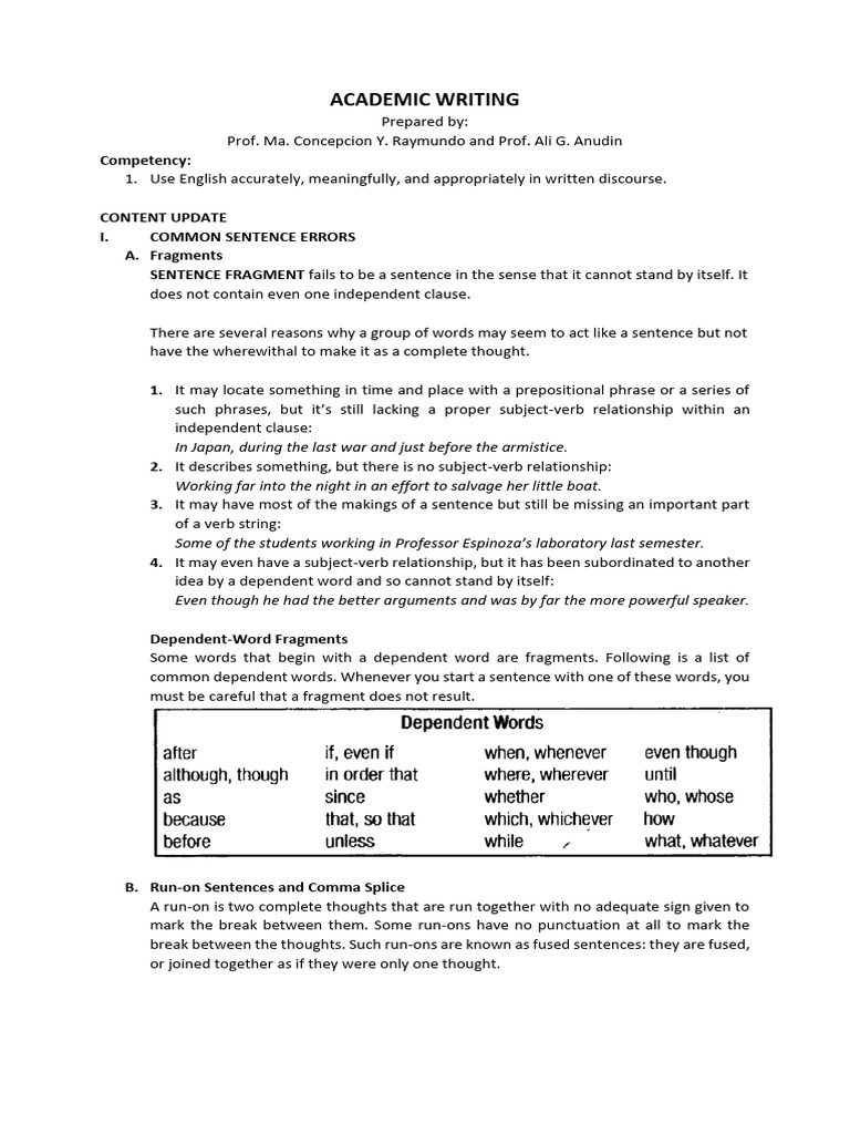 Week 1 Cba 1 - Academic Writing Handout 2 | PDF | Essays | Linguistics