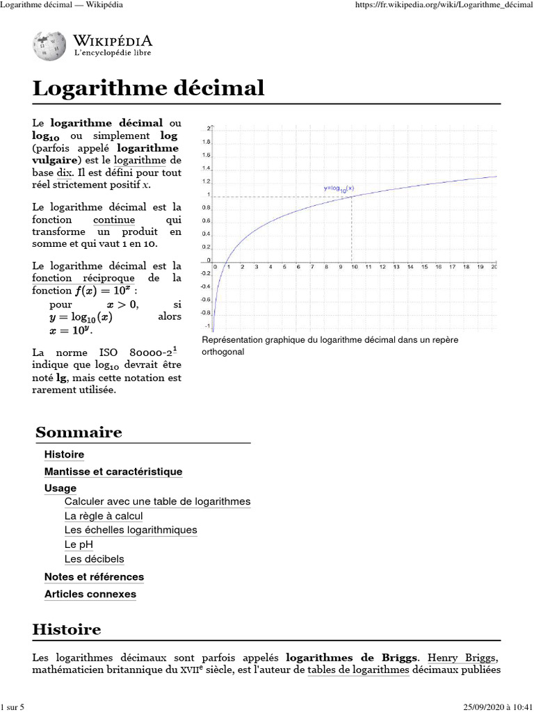 Le Logarithme Décimal Au Collège | PDF