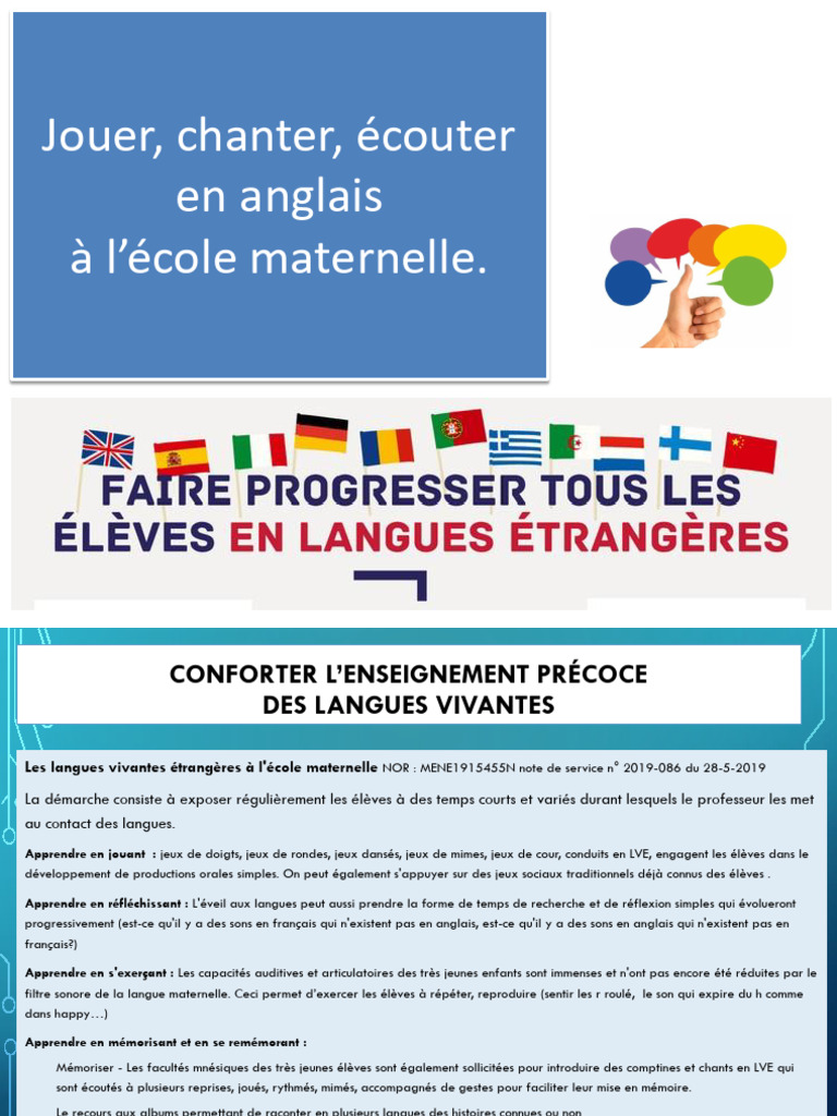 Anglais en Maternelle : Jouer et Chanter | PDF