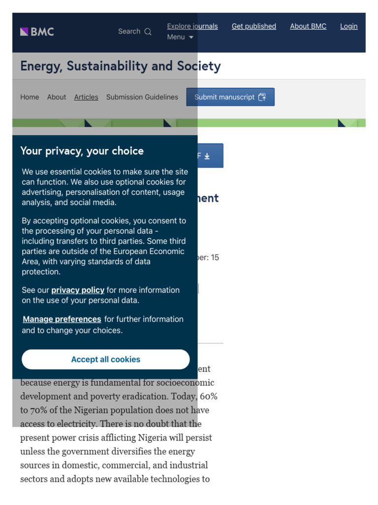 Energy and Sustainable Development in Nigeria The Way Forward Energy ...