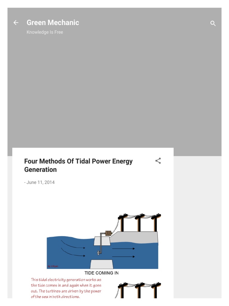 Four Methods of Tidal Power Energy Generation | PDF