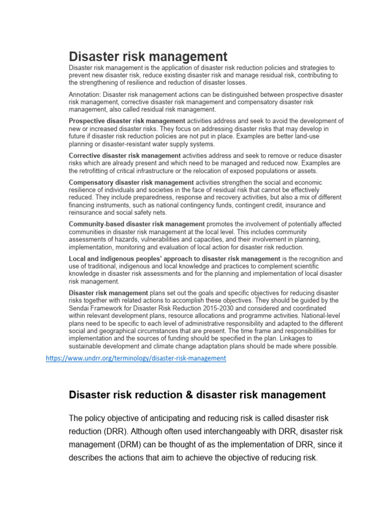 Disaster Risk Management | Download Free PDF | Disaster Risk Reduction ...